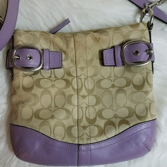 Coach | Bags | Coach Leather Buckle Duffle Bag Lavendar Lilac | Poshmark