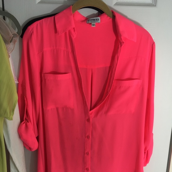 Express | Tops | Express Shirt Hot Pink Button Down | Poshmark