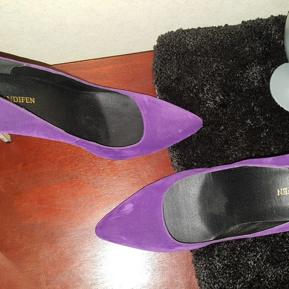 Shoes | Purple Suede And Snake Skin Heeled Pumps | Poshmark