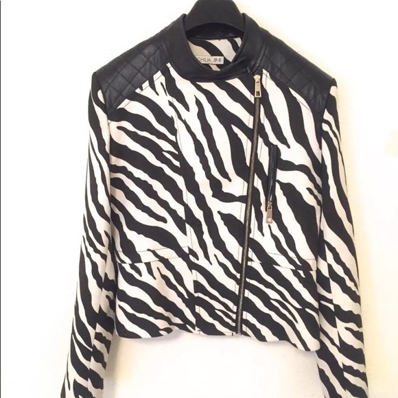 Jackets & Coats | Zebra Designed Leather And Fabric Jacket | Poshmark