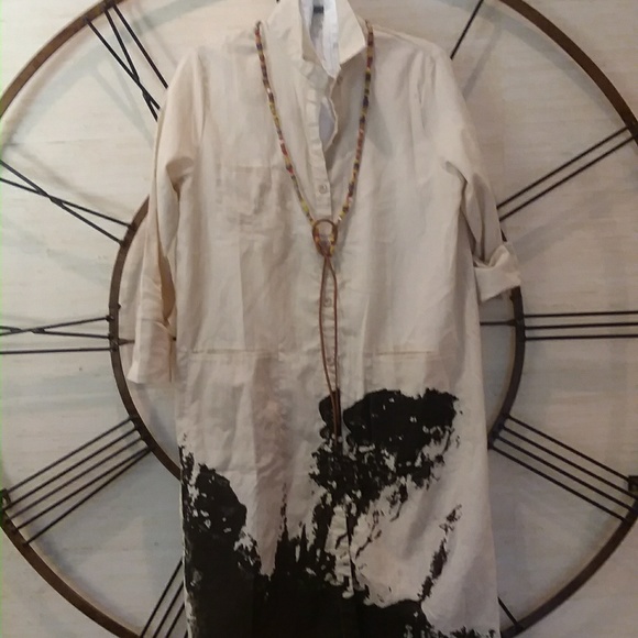 Lotus Love | Dresses | New Linen Blend Boho Artist Tunic 42 Bust | Poshmark