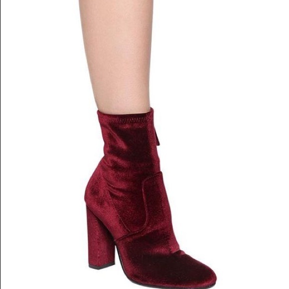 Steve Madden | Shoes | Steve Madden Edit Red Velvet High Heel Boots ...