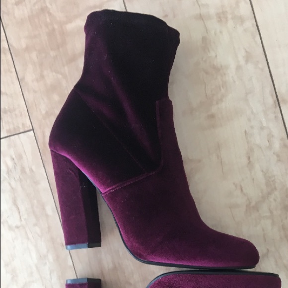 Steve Madden | Shoes | Steve Madden Edit Red Velvet High Heel Boots ...