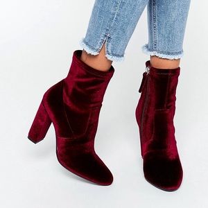 Steve Madden | Shoes | Steve Madden Edit Red Velvet High Heel Boots ...
