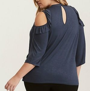 torrid | Tops | Lace Inset Ruffled Cold Shoulder Top | Poshmark