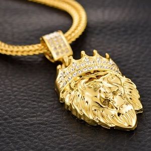 Accessories | New Gold Lion Head Pendant Chain Iced Out Mens | Poshmark