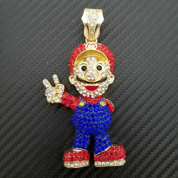 Accessories | Iced Out Gold Plated Super Mario Pendant | Poshmark