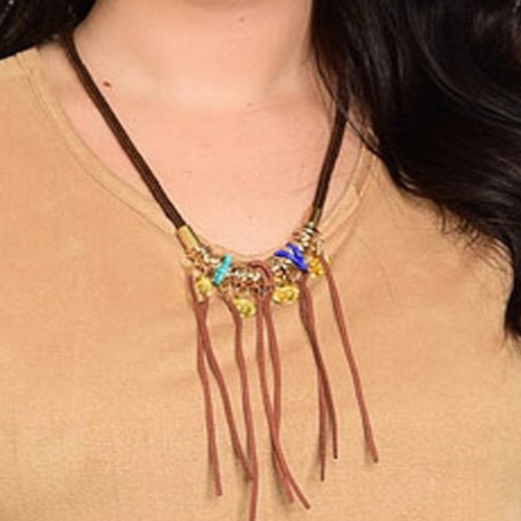 Buyme4Less | Tops | Coachella Camel Tan Faux Suede Fringed Shirt Top ...