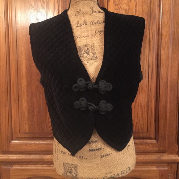 Vintage | Jackets & Coats | Vintage Quilted Velvet Vest With Frog ...