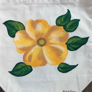 Bags | Tote Bag Purse Hand Painted With Yellow Rose Nwt | Poshmark