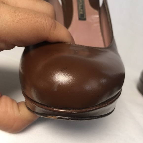 Studio Pollini | Shoes | Pollini Slingback Brown Leather Pump Sz 365 ...