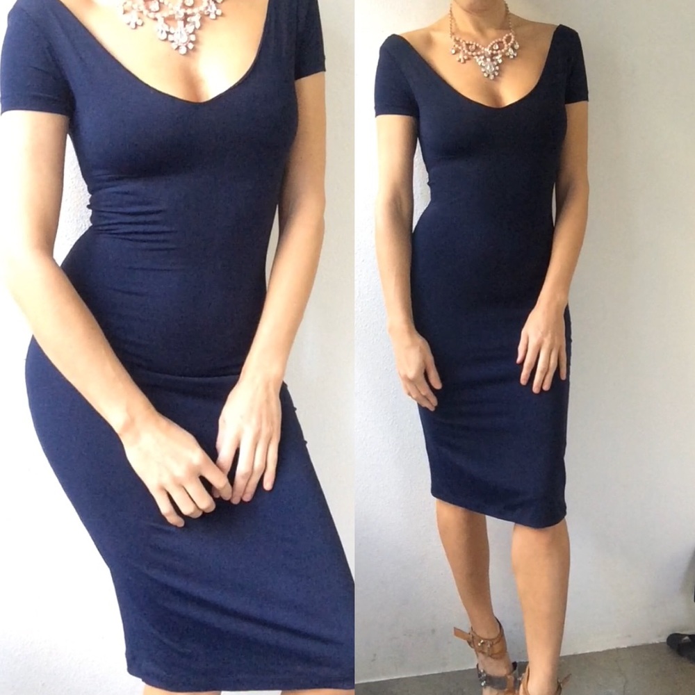 French Design House Classic Navy Midi Dress S - Gem