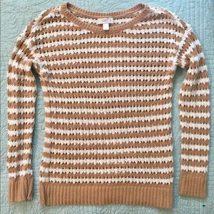 LOFT | Sweaters | Loft Tan And White Striped Knit Sweater | Poshmark