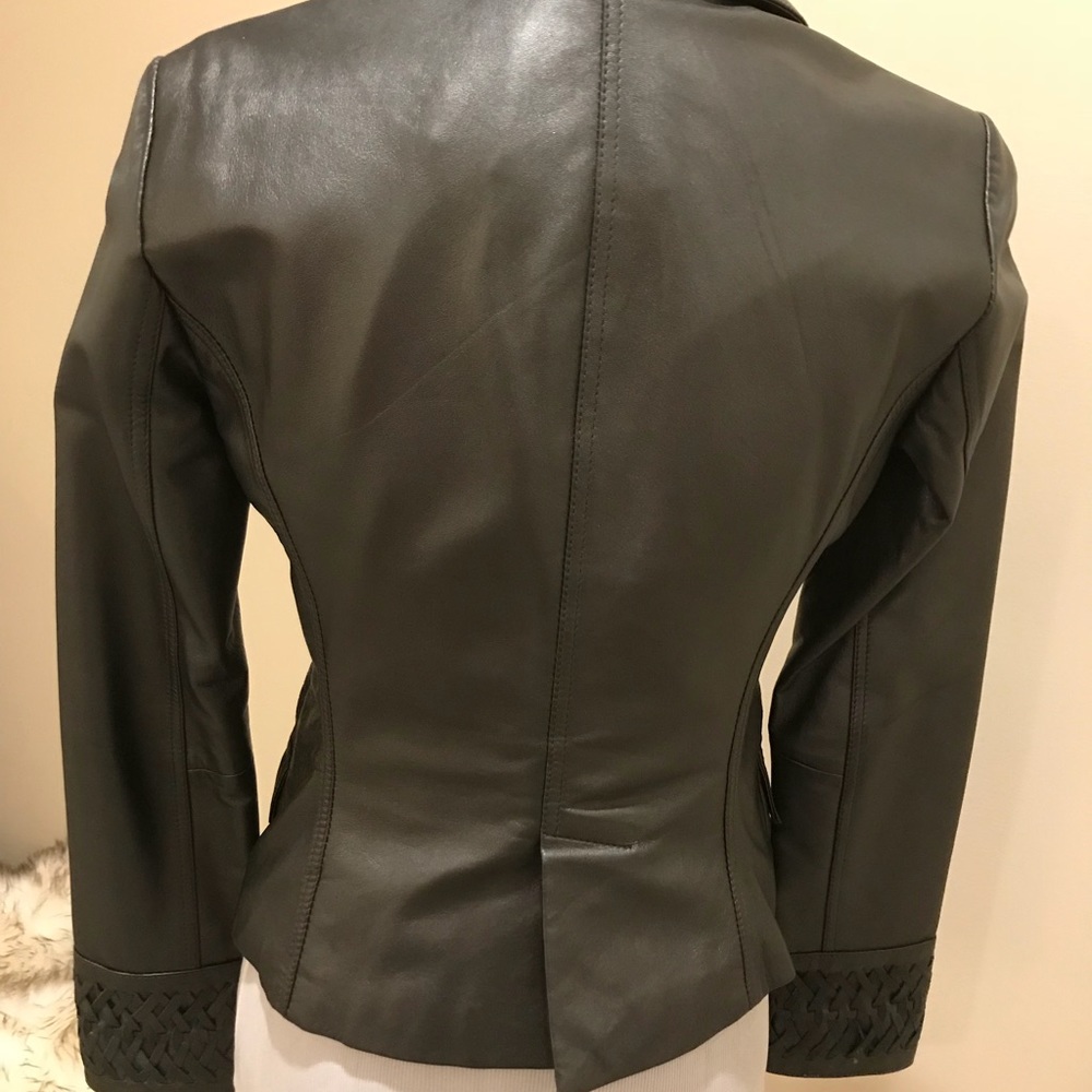 Cache Real Leather Charcoal Leather Jacket Sz 2 - Gem