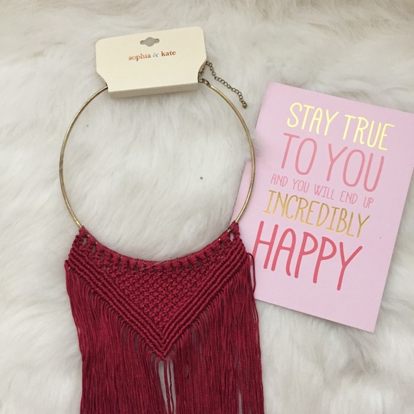 Sophia & Kate | Jewelry | Sophia Kate Tassel Woven Necklace Burgundy ...