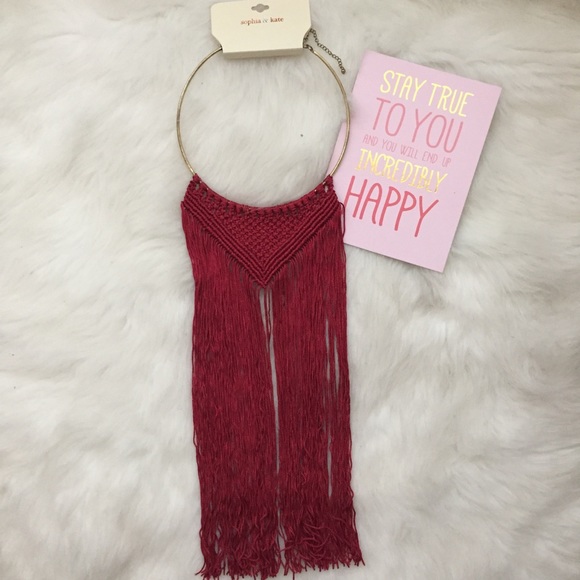Sophia & Kate | Jewelry | Sophia Kate Tassel Woven Necklace Burgundy ...
