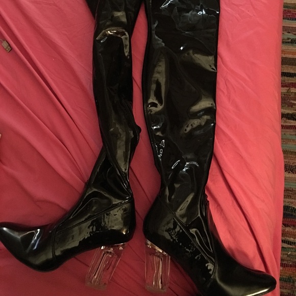 Shoes | Thigh High Patent Leather Boots | Poshmark