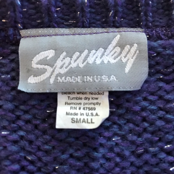 Spunky | Sweaters | Purple Boyfriend Sweater Metallic Silver Thread Sm ...