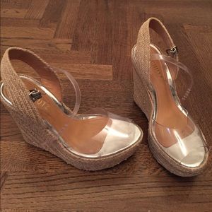 58% off SCHUTZ Shoes - Black leather peep toe Schutz wedges. from K ...