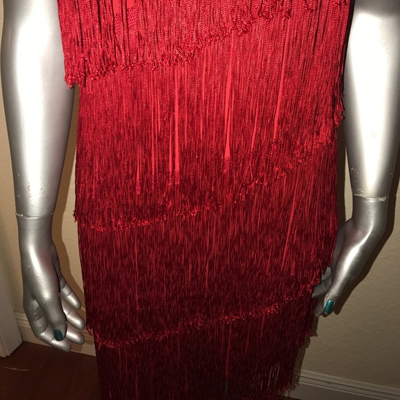Muse | Dresses | Nwt Flapper Holiday Party Fringe Tassel Dress Red ...