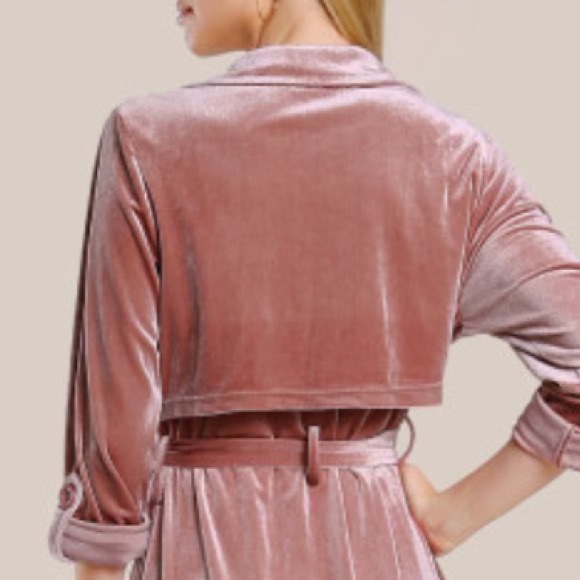azure bleu | Jackets & Coats | Blush Rolled Sleeve Velvet Duster | Poshmark