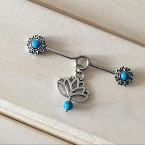 Jewelry | Turquoise Sun Lotus Industrial Barbell | Poshmark