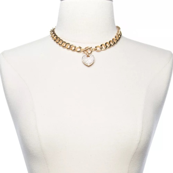 Jewelry | New Womens Gold Short Necklace Choker Chain Heart | Poshmark