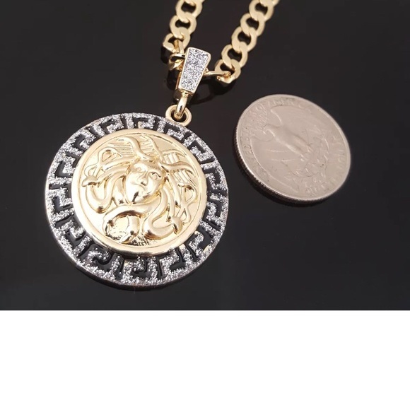 Accessories | Luxury Gold Medusa Pendant Cuban Link Chain New | Poshmark
