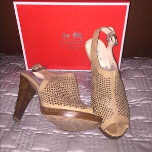 Coach | Shoes | Coach Open Toe Stacked Wood Heels | Poshmark