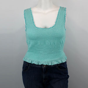 Anthropologie | Tops | Anthro Nwt Smocked Ruffled Crop Tank L Xl | Poshmark