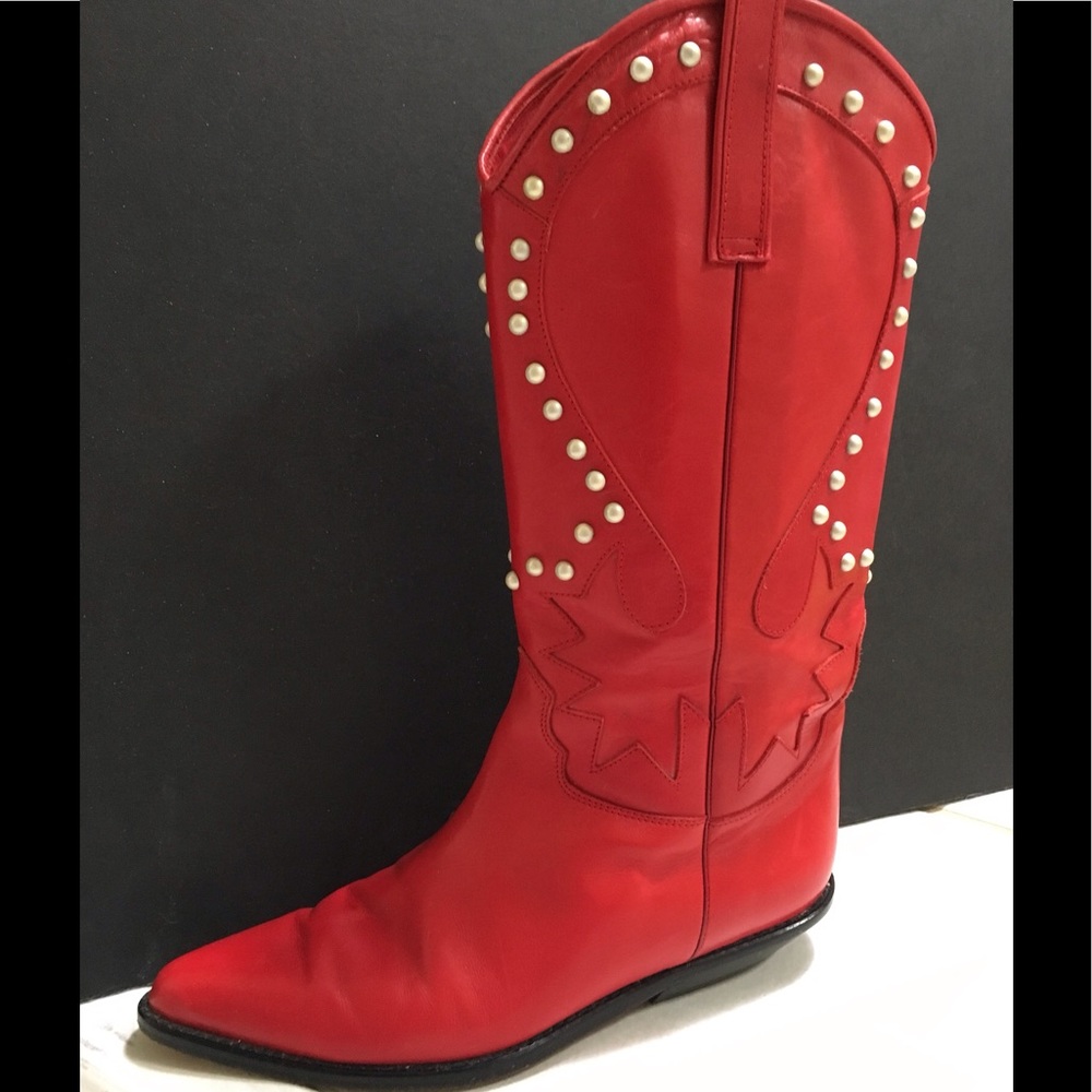 Red Leather Boots - Gem