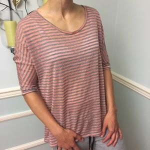 Bar III | Tops | Bar Iii Light Pink And Gray Stripe Comfy Sheer Top ...