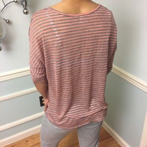 Bar III | Tops | Bar Iii Light Pink And Gray Stripe Comfy Sheer Top ...