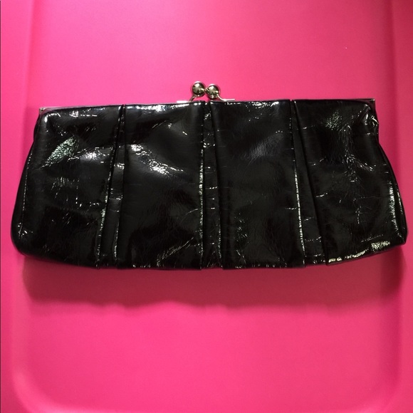 Express | Bags | Express Black Patent Leathersilver Clutch Bag | Poshmark