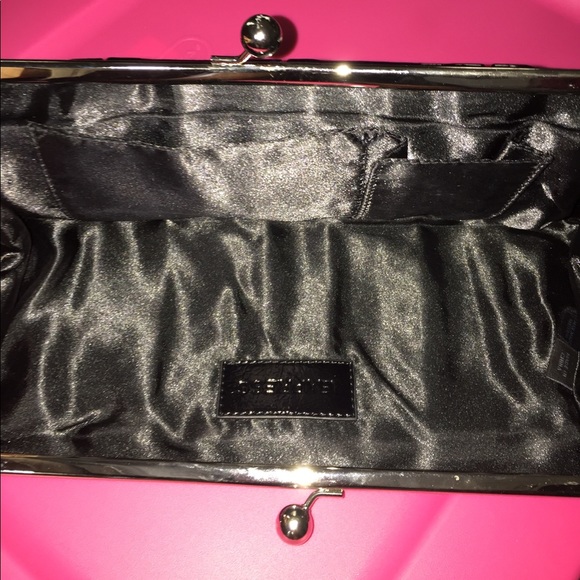 Express | Bags | Express Black Patent Leathersilver Clutch Bag | Poshmark
