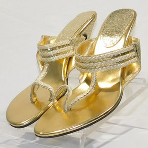 Shoes | Goldtone Toe Ring Sparkly Slides Size 8 | Poshmark