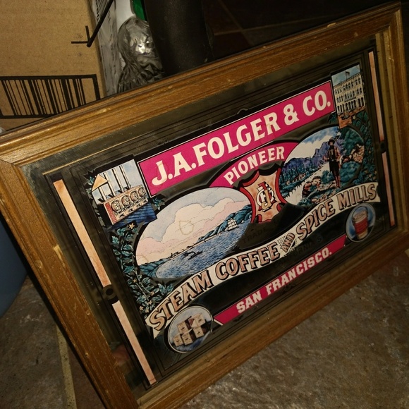 Vintage | Wall Decor | Vintage Ja Folger Co Steam Coffee Spice Mil ...
