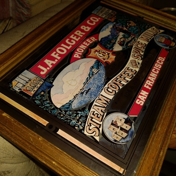 Vintage | Wall Decor | Vintage Ja Folger Co Steam Coffee Spice Mil ...