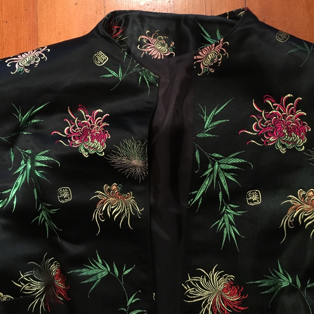 Asian Inspired Mandarin Collar Jacket In Brocade - Gem