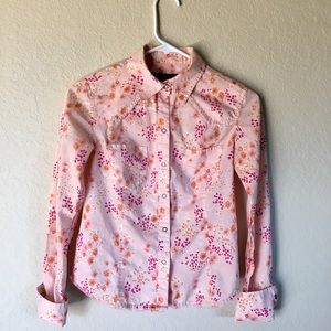 Express | Tops | Express Snap Down Floral Patterned Pink Shirt | Poshmark