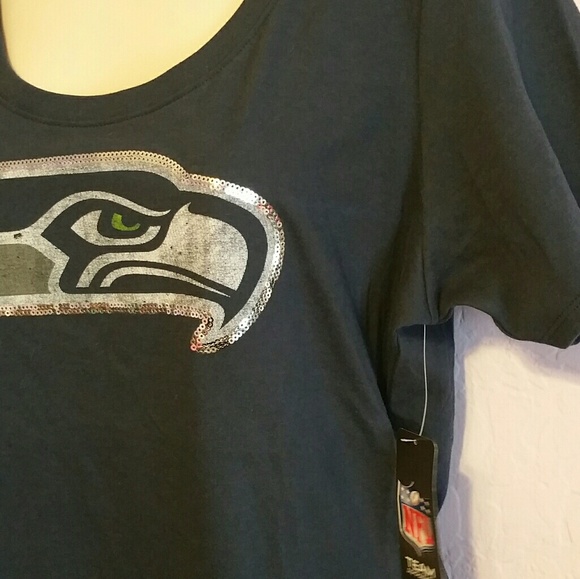 47 | Tops | Seattle Seahawks Bling Logo Scoop Neck Shirt | Poshmark
