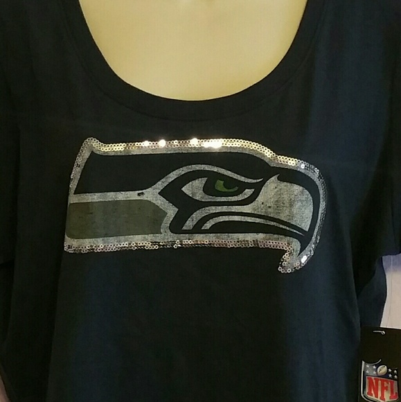 47 | Tops | Seattle Seahawks Bling Logo Scoop Neck Shirt | Poshmark