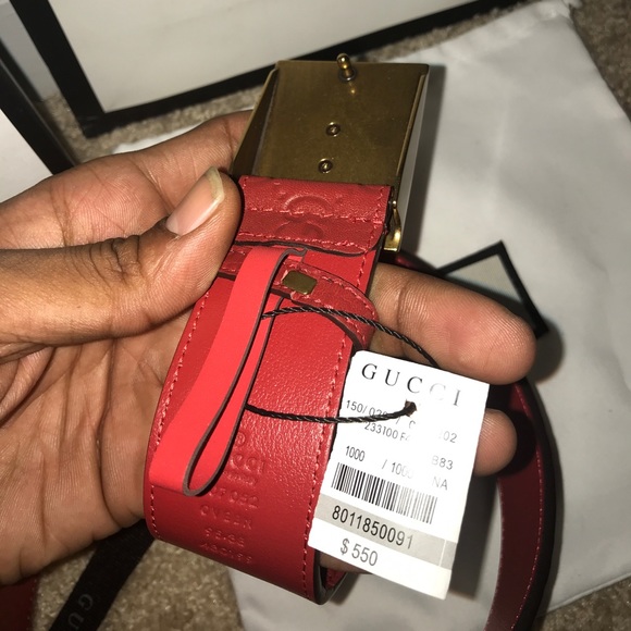 Gucci | Accessories | Gold Buckle Tiger Face Red Gucci Belt | Poshmark