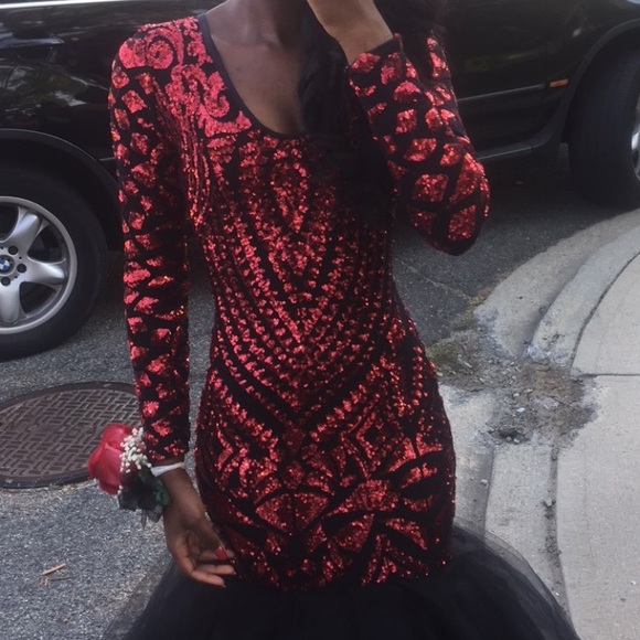 Riah Marie Designs | Dresses | Black And Red Sparkly Prom Dress With ...