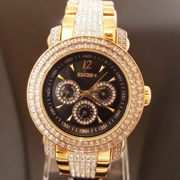 Elgin | Accessories | New Luxury Mens Watch Elgin Chronograph Gold Men ...