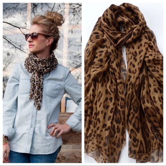 Haute Ellie | Accessories | Leopard Cheetah Print Chiffon Oblong Scarf ...