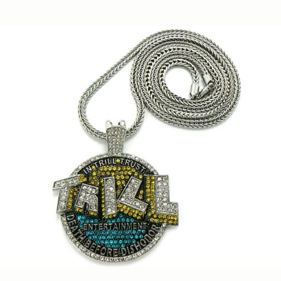 Accessories | Iced Out Silver Trill Entertainment Chain | Poshmark