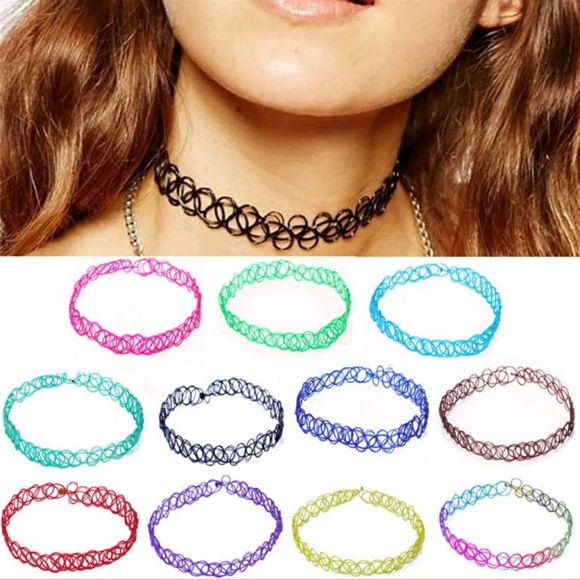 Jewelry | 12 Pack Stretch Tattoo Retro Lace Look Choker | Poshmark