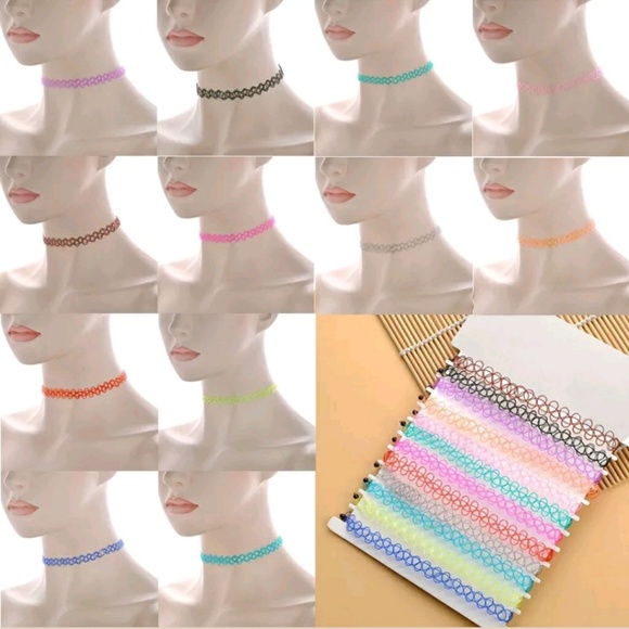Jewelry | 12 Pack Stretch Tattoo Retro Lace Look Choker | Poshmark