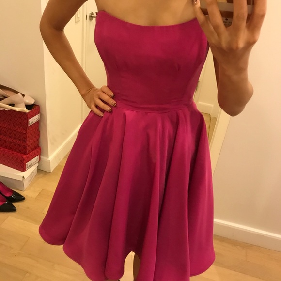 Allison Parris | Dresses | Allison Parris Strapless Silk Dress Fuchsia ...